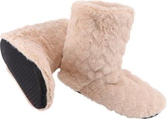 BESTONZON Bottines DIntérieur Antidérapantes Camel Doublure Chaude en Peluche Semelle Souple Silencieuse Taille Unique 35-37 Chaussures de Sol Confortables pour