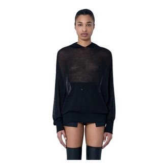 Rick Owens Mesh Knit Hoodie - - Sweatshirts & Hoodies - Damen - Schwarzk - S