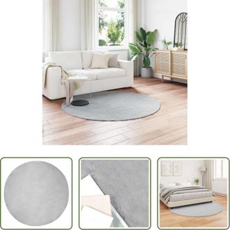 vidaXL Kaninchenfell Teppich - Rutschfester Kunstfellteppich Olite Grau &Oslash; 200 cm Polyester