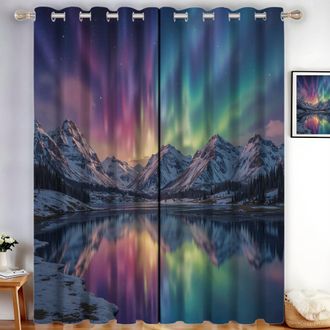 Generic 100% Verdunklungsvorh&auml;nge Grau &Ouml;senschal 2Er Set H 145 X B 140 cm Vorh&auml;nge W&auml;rmeisolierend Thermovorhang K&auml;lteschutz F&uuml;r Schlafzimmer, Schneebedeckte 