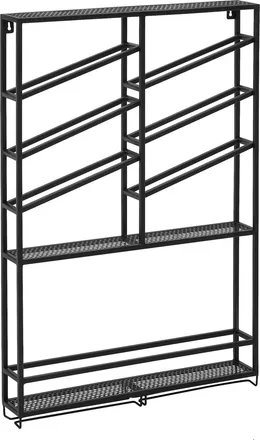 CARRYHOME Weinregal, Schwarz, Metall, 9 Fächer, 68x100x11 cm, Küchen, Küchenmöbel, Küchenregale