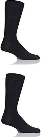 SockShop Homme et Femme Plaine et ray&eacute;s Colour Burst Chaussettes en bambou &agrave; coutures lisses Paquet de 2 Back in Black 48-50