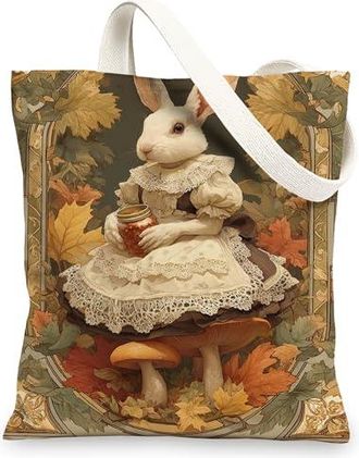 Generic Sacs fourre-tout vintage en toile avec imprimé animal fantaisie, sacs dépicerie réutilisables, légers et lavables avec bandoulière pour salle de sport