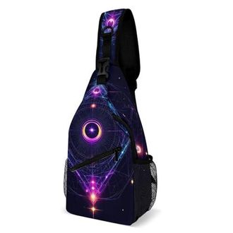 Generic Sacoche Tactique Symboles de g&eacute;om&eacute;trie sacr&eacute;e Soleil Lune Violet psych&eacute;d&eacute;lique Antivol Sacs Poitrine Multifonction Sac &agrave; Dos Militaire pour Femme Camp