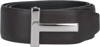Tom Ford G&uuml;rtel - Brown T Icon Belt - Gr. 115 - in Schwarz - f&uuml;r Damen
