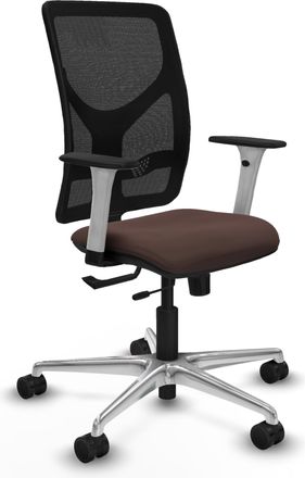 Piqueras y Crespo B&uuml;rostuhl aus Netzstoff, mit wei&szlig;en und schwarzen Armlehnen, h&ouml;henverstellbare Lendenwirbelst&uuml;tze, ausgestattet mit Syncro/Traslack und Schneideschaum