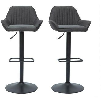 Miliboo Miliboo - Design-Barhocker verstellbar anthrazitgrauer Stoff 2er-Set ronnie