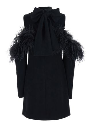 P.A.R.O.S.H. Womens Dress Feathers Black Polyester