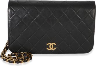 Chanel Vintage Black Quilted Lambskin Full Flap Bag