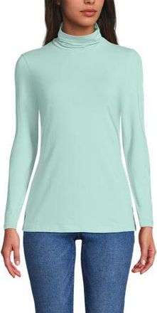 Lands End Rollkragenshirt aus Baumwoll/Modalmix, Damen, Gr&ouml;&szlig;e:48-50 regular, Blau, Baumwolle/Elasthan/Baumwolle Modal, by Lands End