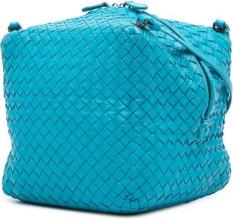 Bottega Veneta Hobo Bags - Nappa Intrecciato Cube Crossbody - Gr. unisize - in Blau - f&uuml;r Damen