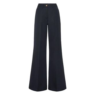 Philipp Plein Femme, Pantalons, Bleu, Taille: 38 FR Wool Marine Low Waist Pantalons