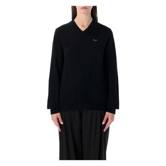 Comme Des Gar&ccedil;ons Femme, Pulls, Noir, Taille: 38 FR V Neck Crystal Heart