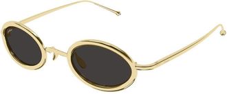 Cartier CT0649S Oval-Shaped Metal Frame Sunglasses - Gold