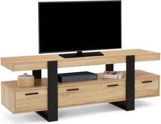 IDMarket Idmarket - Meuble tv 140 cm phoenix avec tiroirs bois et noir