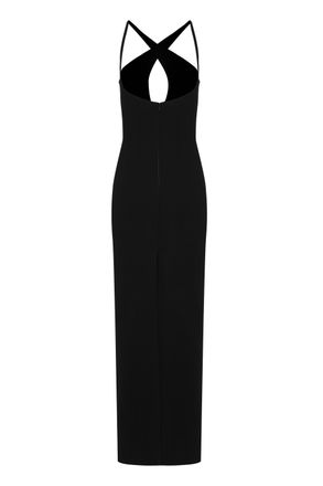 M&ocirc;not Womens Long Black Dress With Elegant Design Polyester