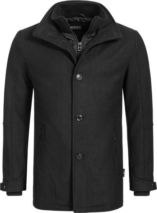 Indicode Herren Brittany Kurzmantel mit Stehkragen | Herrenmantel Wollmantel Mantel Männer Black, XXL