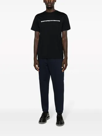 Emporio Armani Logo-Print Cotton Jersey T-Shirt - Black