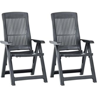 vidaXL Vidaxl - Verstellbare Gartenst&uuml;hle 2 Stk. Kunststoff Anthrazit