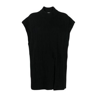 Rus AME Front Slit Knit Vest - - Tops - Damen - Blau - S