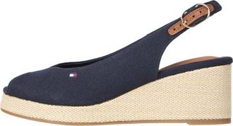 Tommy Hilfiger Espadrilles Compens&eacute;es Femme Flag Mid Slingback Bride R&eacute;glable, Bleu (Space Blue), 38