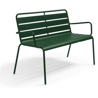 Oviala Banc de jardin en m&eacute;tal vert for&ecirc;t - Palavas