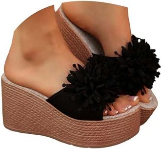 Generico Sandales d&eacute;t&eacute; &agrave; plateforme enfiler bout ouvert respirantes pour femme chaussures d&eacute;contract&eacute;es plage et sorties quotidiennes confortables l&eacute;g&egrave;res (Bla