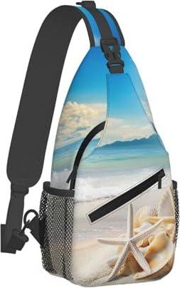 Generic Casual Sacoche Tactique Plage oc&eacute;anique, &eacute;toiles de mer, coquillages, nature, coquillages d&eacute;toiles de mer Sacs Poitrine Multifonction Crossbody Bag po