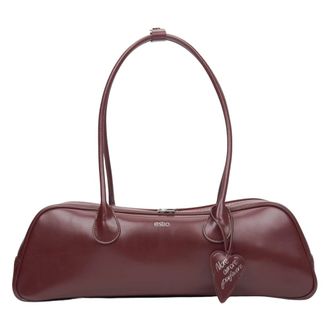 Estro & Luminara Femme, Sacs, Rouge, Taille: ONE Size Sac &agrave; Bandouli&egrave;re en Cuir Bordeaux pour Femme avec Longues Poign&eacute;es