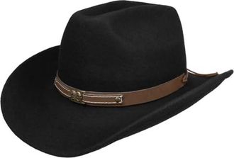 LIPODO Chapeau de Cowboy Horses Homme - Made in Italy Feutre en Laine Hiver Automne-Hiver - 59 cm Noir