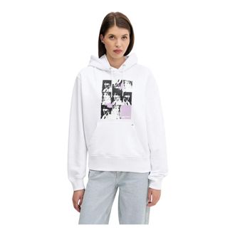 Karl Lagerfeld Femme, Sweatshirts et sweats &agrave; capuche, Blanc, Taille: 38 FR KLJ Relax Repeat Sweat &agrave; capuche