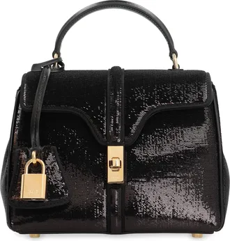 Celine Womens Bag 16 Mini Sequins And Leather Black Polyester Handbags Hand