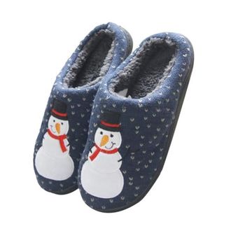 Hemoton Pantoufles Chaudes dHiver pour Couple en Coton Tricot&eacute; Bleu Taille 43-44 Semelle Antid&eacute;rapante pour Maison et H&ocirc;tel Chaussures de No&euml;l Confortables