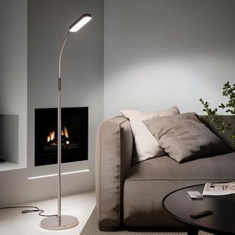 TecTake TecTake Lampadaire sur pied salon LED chambre Lampe sur pied dimmable 5 Modes avec t&ecirc;te fl&eacute;xible, Luminaire moderne pour salon, bureau, chambre enfant