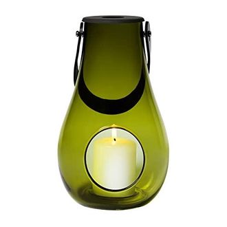 Holmegaard DWL Laterne, Glas, olivegr&uuml;n, H25 cm