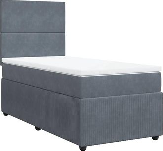 vidaXL Giroletto A Molle Con Materasso Grigio Scuro 90x200 Cm Velluto - Vidaxl