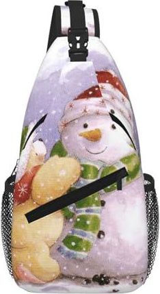 Generic Sacoche Tactique Imprim&eacute; bonhomme de neige dhiver Durable Sling Sac &agrave; Bandouli&egrave;re L&eacute;ger Sac &agrave; Dos Militaire pour Homme Femme Randonn&eacute;e