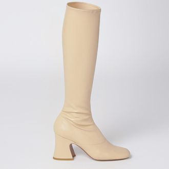 Chlo&eacute; Beige Janis-Stiefel mit Absatz