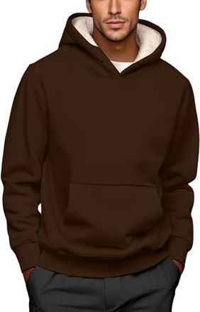 Generic Manteau en peluche décontracté pour homme avec doublure en polaire épaisse et thermique pour lhiver - Cadeau de Noël, café, S