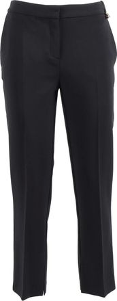 Elisabetta Franchi Femme, Pantalons, Noir, Taille: 42 FR Pantalon Cr&ecirc;pe L&eacute;ger avec Breloque Logo
