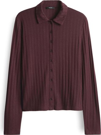OPUS Damen Langarmshirt | SITAMI Slim Rippshirt aus ECOVERO Viskosemix Dark Grape, 36