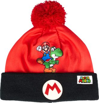 Nintendo M&uuml;tze Winterm&uuml;tze mit Bommel (Rot, 54)