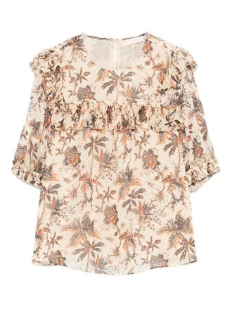 Ulla Johnson Ger&uuml;schte Jodie Bluse mit Blumen - Nude