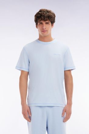 Eden Park T-shirt En Coton Ciel Surteint Coupe D&eacute;contract&eacute;e