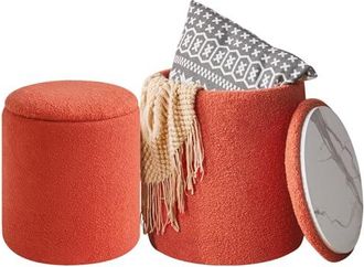 Generic IBUYKE Makeup tabourets Set de 2 tabourets Ottomans Ronds avec Rangement Table Basse rembourrée Moderne Tabouret Multifonctionnel pour Le Salon et la 