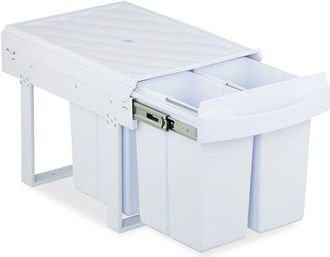Relaxdays Einbaumülleimer, 4 Fächer, 4X 8 l, HxBxT: 34,6 x 34 x 51,8 cm, ausziehbar, Müllsystem Unterschrank, weiß