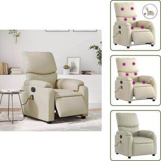 vidaXL The Living Store - Massagesessel Elektrisch Creme Kunstleder - Massage Sessel - Elektrischer Sessel - Relaxsessel - Fernsehsessel - Bequeme Sessel
