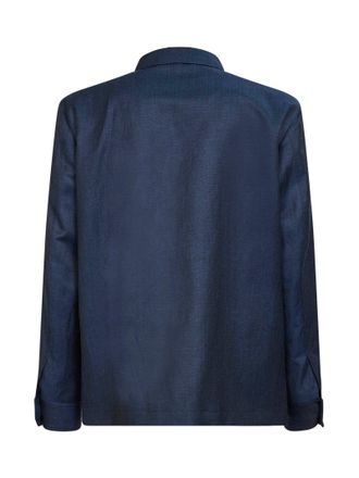 Etro Mens Shirt Jacket Blue Wool-Linen Wool - Linen