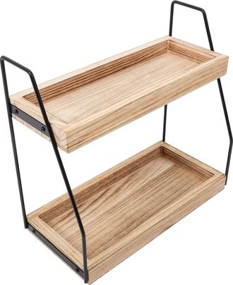 BESPORTBLE Sewroro Holz Metall 2 St&ouml;ckiges K&uuml;chenregal Organizer f&uuml;r Kaffeebar und Gew&uuml;rzaufbewahrung Multifunktionales Ablagefach f&uuml;r Kosmetik und Badezimmer