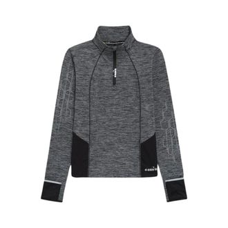 Diadora Femme, Sweatshirts et sweats &agrave; capuche, Noir, Taille: 36 FR SweaT-shirt en polyester avec poignets et ourlet c&ocirc;tel&eacute;s